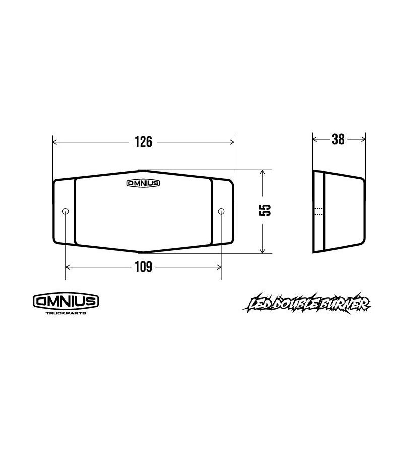 Double burner - Omnius - 5" - 12.6cm - Klar - Amber - 24V