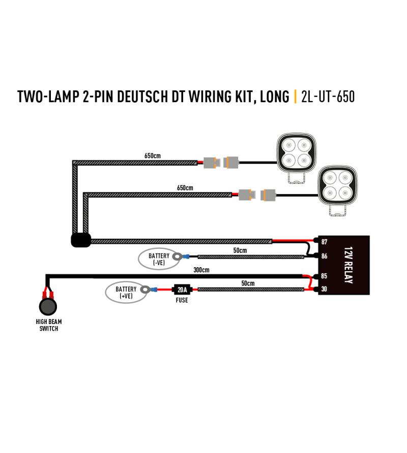 Lazer Utility Wiring set - two lamps - with switch (12V)