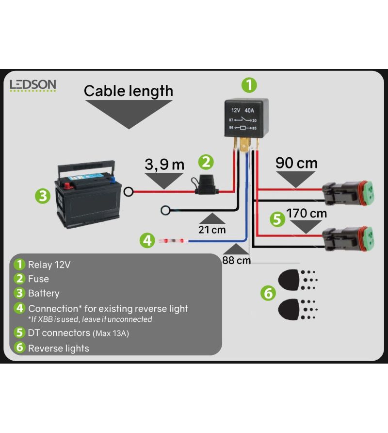 Wiring kit - Ledson - Connect - Reversing light - 2 lamps...