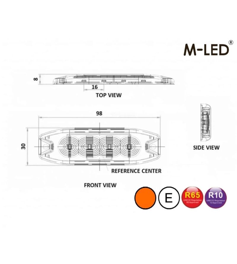 Warning light - M-Led - 3.9" - 9.8cm - Clear - Super thin...