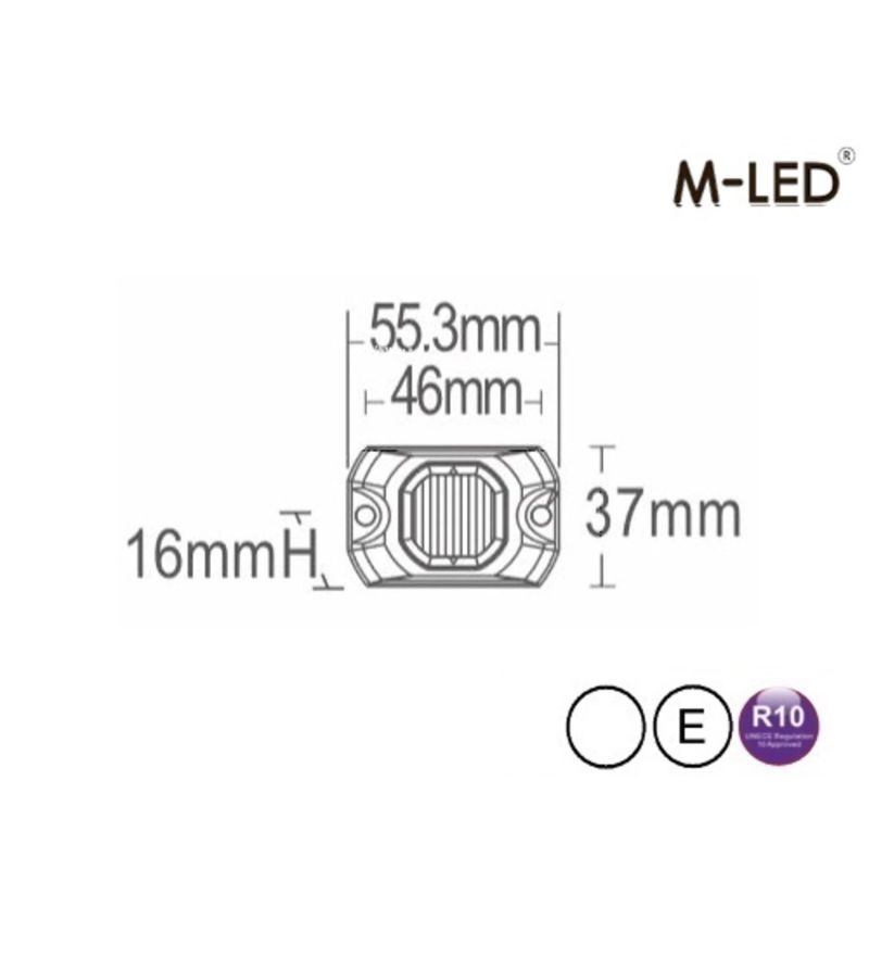 Warning light - M-Led - HideAway - 2.2" - 5.5cm - Clear