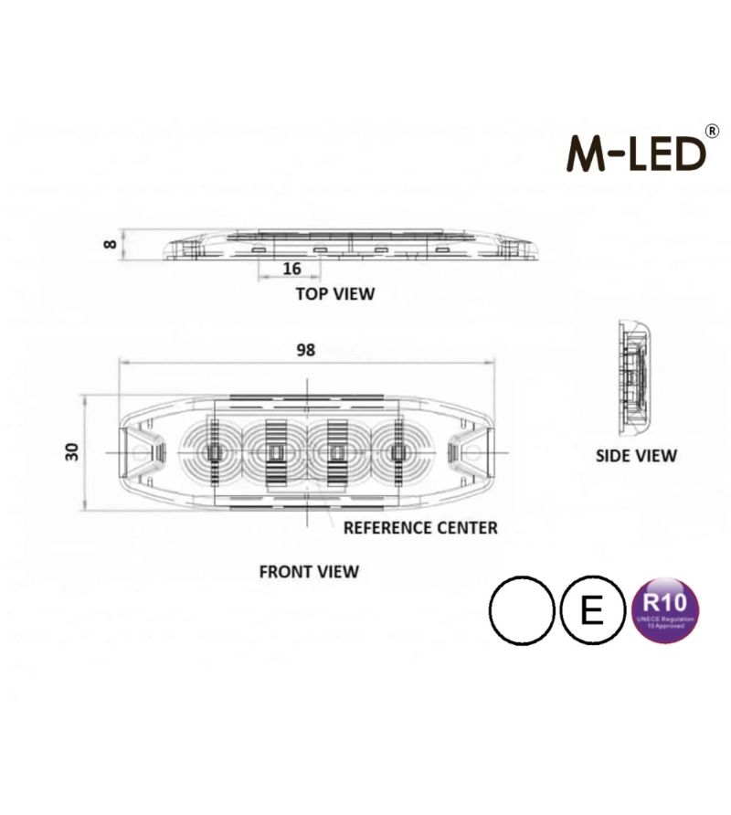 Blixtljus - M-Led - 3.9" - 9.8cm - Klar - Supertunn - 26...