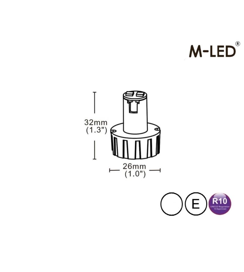 Warning light - M-Led - Undercover - 1" - 2.6cm - Clear