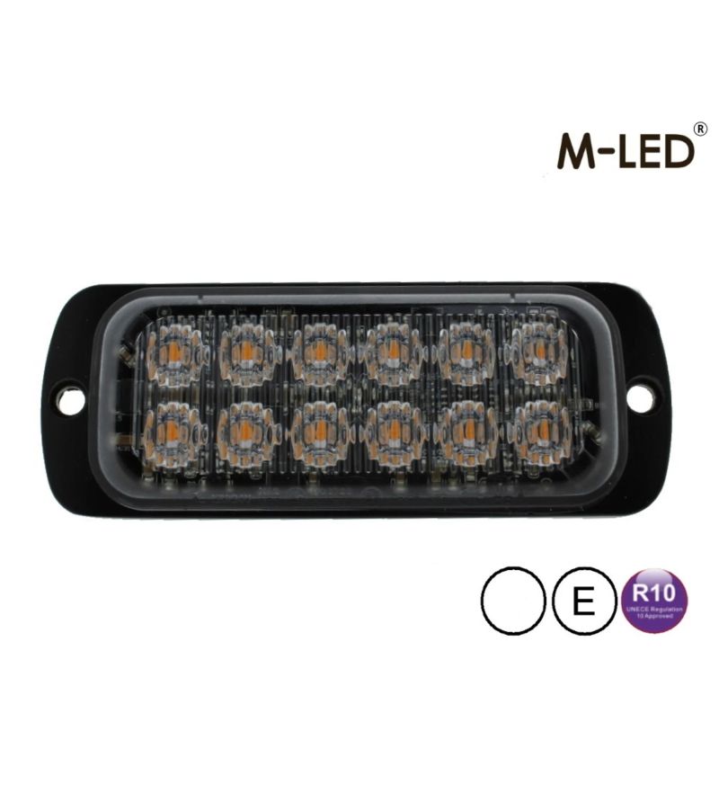 Warning light - M-Led - 4.5" - 11.4cm - Clear - 22 flash...