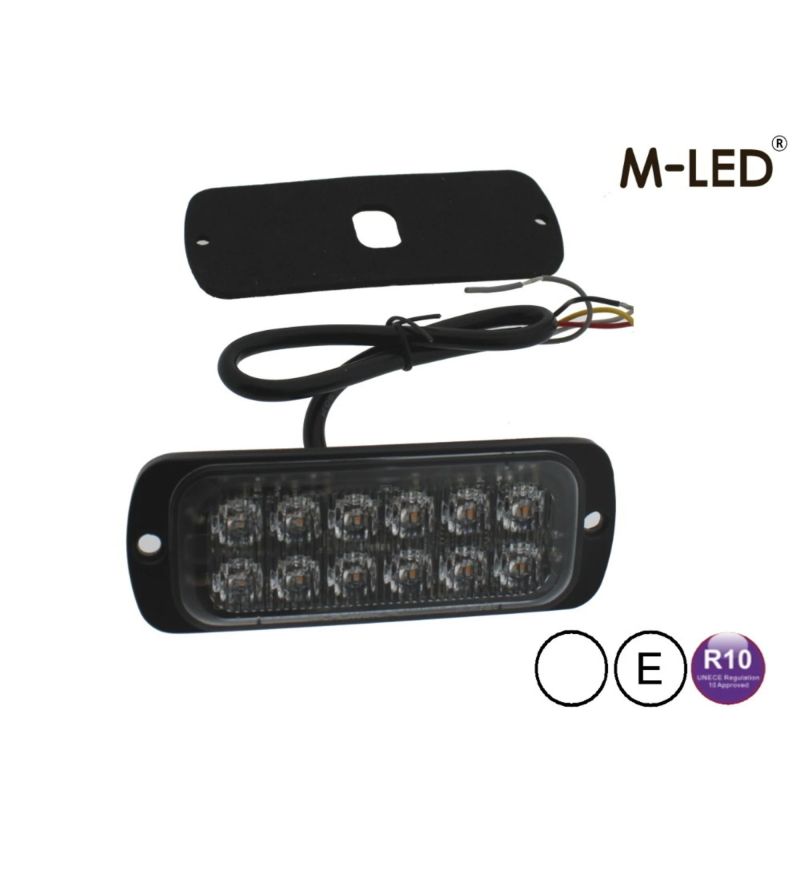Warning light - M-Led - 4.5" - 11.4cm - Clear - 22 flash...
