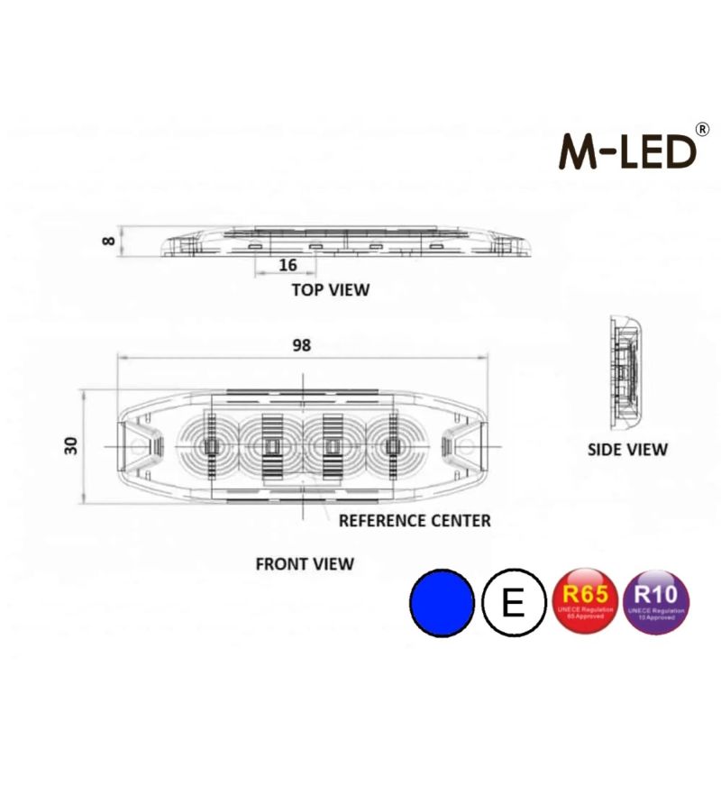 Warning light - M-Led - 3.9" - 9.8cm - Clear - Super thin...
