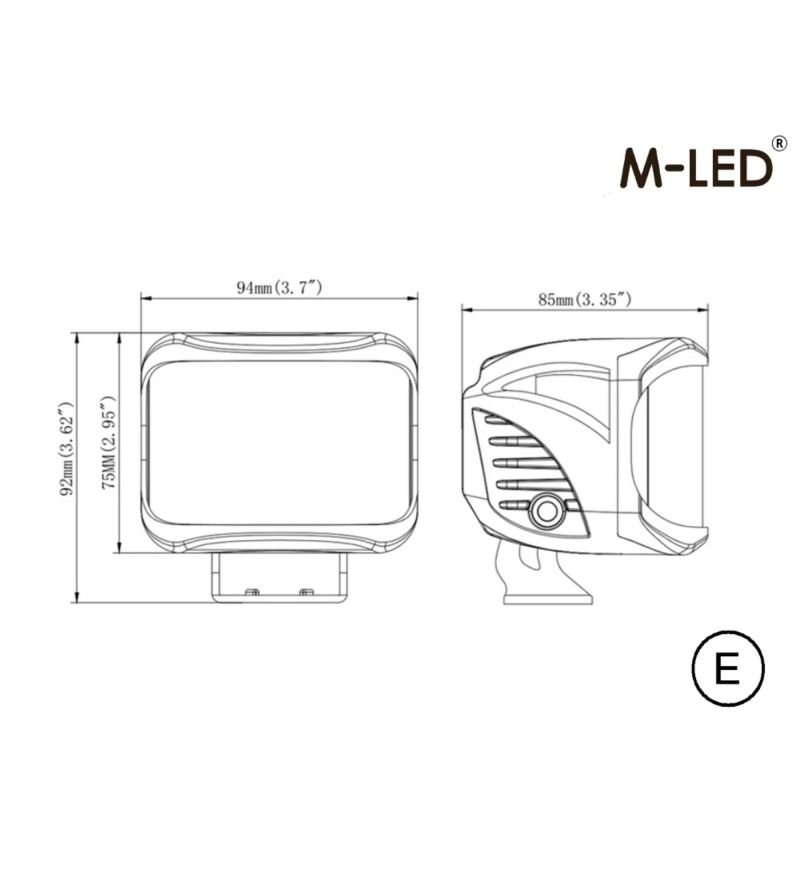 Work light - M-Led - 3.7" - 9.4cm - Sideshooter - Wide